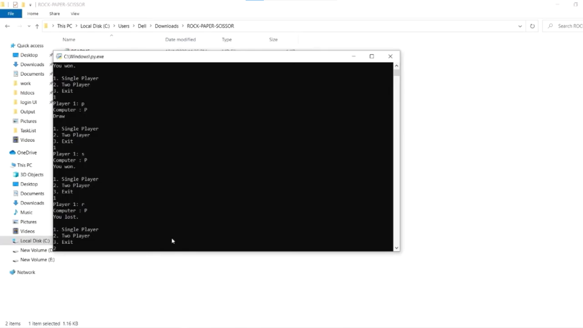 بازی Rock Paper Scissor در حالت CLI پایتون با سورس کد - سورس یاب